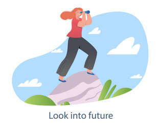 Telescope gold person Royalty Free Vector Image