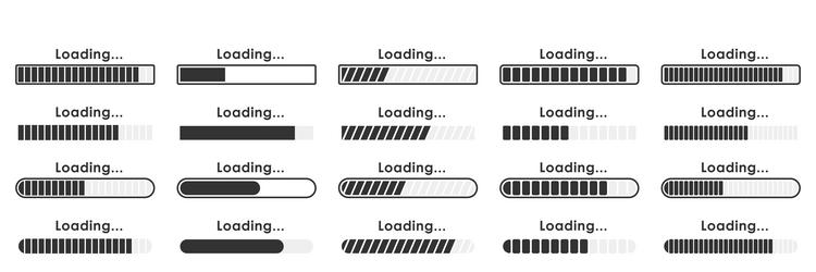 Big set loading icons load progress bar Royalty Free Vector