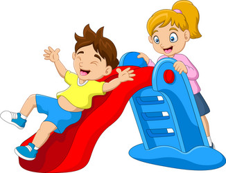 Cartoon children having fun in playground Vector Image
