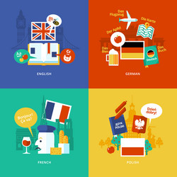 Foreign language online learning people Royalty Free Vector