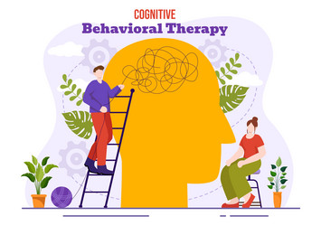 Cbt or cognitive behavioural therapy with person Vector Image