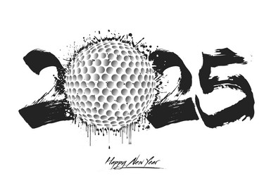 Happy new year 2025 and golf ball Royalty Free Vector Image