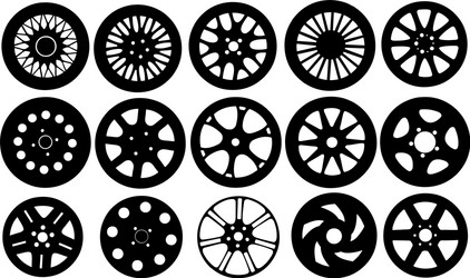 Black car rims automobile disc rims silhouette Vector Image