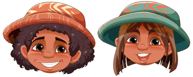 Native american kids in cartoon style Royalty Free Vector