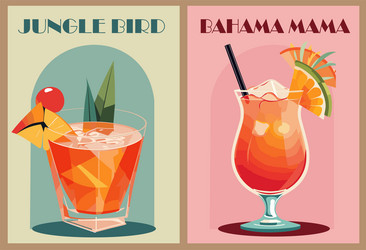 Bahama mama cocktail retro poster art Royalty Free Vector