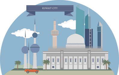 One single line drawing kuwait towers landmark Vector Image