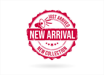 New arrival sticker tag or banner with megaphone Vector Image