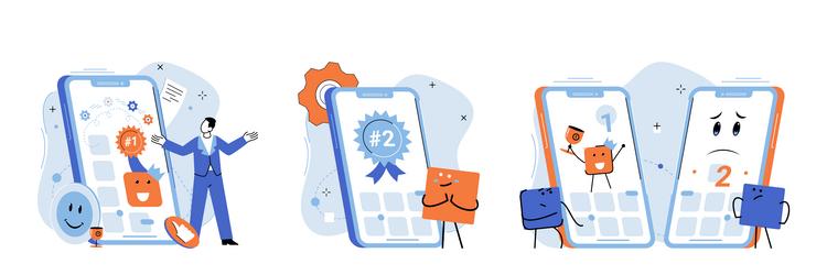 Bes app metaphor quality control system Royalty Free Vector