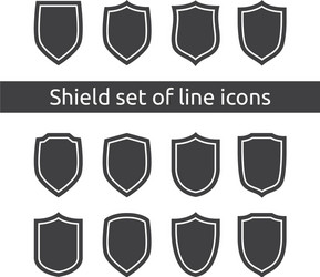 Shield logo symbol icon set with outline line Vector Image