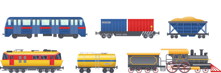 Set freight train with wagons tanks Royalty Free Vector