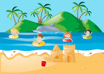 Kids swimming underwater Royalty Free Vector Image