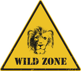 A danger sign warning of a lion Royalty Free Vector Image