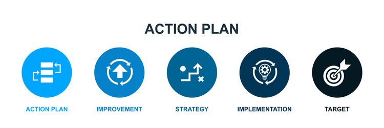 Action plan improvement strategy implementation Vector Image Action plan improvement strategy implementation Vector Image