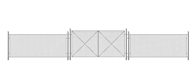 Barb wire fence grid with gate three segments Vector Image
