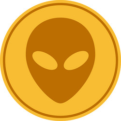 Alien head digital coin Royalty Free Vector Image