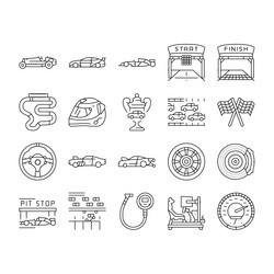 Car race vehicle speed auto icons set Royalty Free Vector