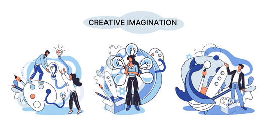 Creative imagination thoughtful person thinking Vector Image