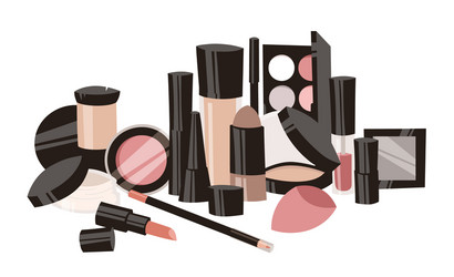 Hand drawn cartoon fashion makeup tools set Vector Image
