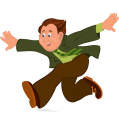 Cartoon happy man running Royalty Free Vector Image