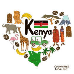 National flag kenya in shape a heart Royalty Free Vector