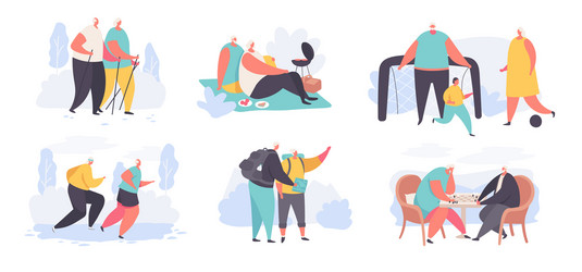 Old people cartoon characters set senior Vector Image