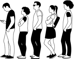 Full length cartoon people standing in line Vector Image