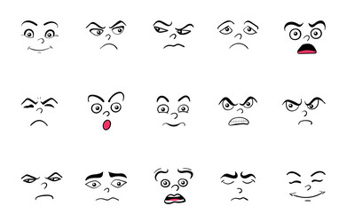 Cartoon cute and funny faces with positive Vector Image