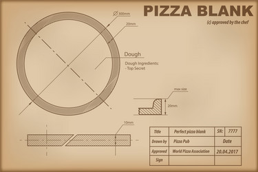 Pizza neapolitano ingredients blueprint scheme Vector Image