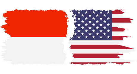 United states and indonesia flags for official Vector Image