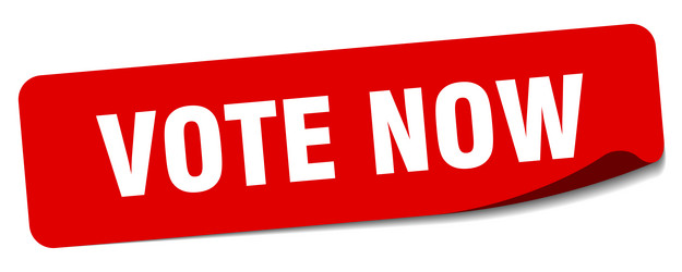 Vote now sticker vote now label Royalty Free Vector Image