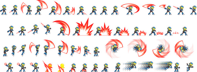 Blue robot game sprites Royalty Free Vector Image