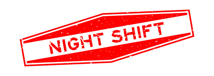 Grunge green night shift word hexagon rubber seal Vector Image