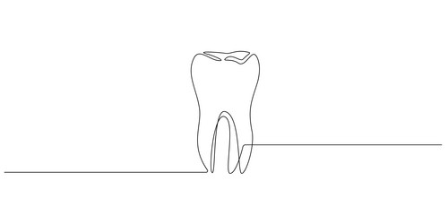 One continuous line drawing of tooth dental Vector Image