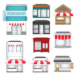 Cartoon shop building set isolated on white Vector Image