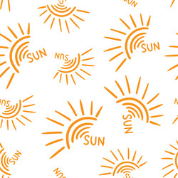 Hand drawn sun icon seamless pattern background Vector Image