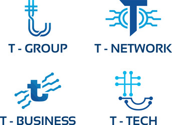 C initial tech logo set cool wire Royalty Free Vector Image