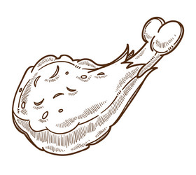 Doodle deep-fried chicken leg Royalty Free Vector Image