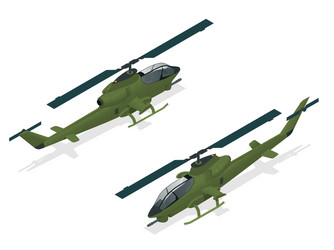Isometric Attack Helicopter Set Royalty Free Vector Image