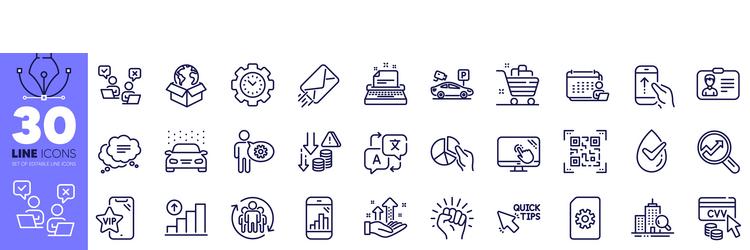 Time management graph chart and car line icons Vector Image