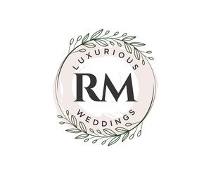Rm initials letter wedding monogram logos Vector Image