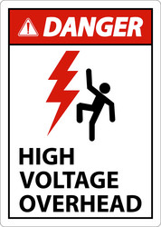 Warning high voltage overhead sign on white Vector Image