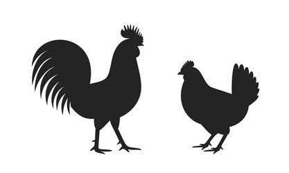 Chicken rooster poultry food lines minimal Vector Image