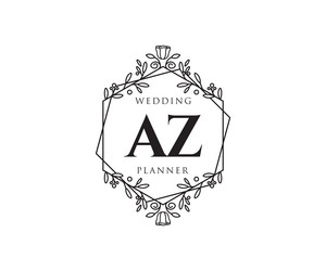 Az initials letter wedding monogram logos Vector Image