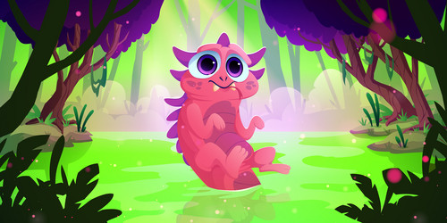 Fantasy monster in swamp magic forest Royalty Free Vector