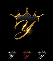 Gold monogram crown logo initial letter l Vector Image