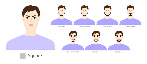 Set of beard style for every face shape Royalty Free Vector