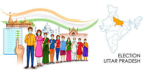 Different people showing voting finger for uttar Vector Image