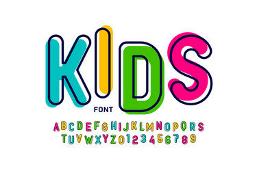 Preschool kids style colorful font alphabet Vector Image