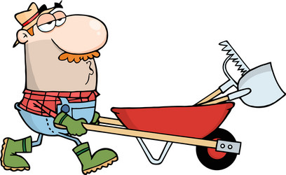 Caucasian guy landscaper Royalty Free Vector Image