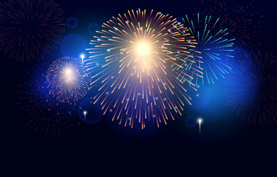 Happy new year fireworks party bright night sky Vector Image